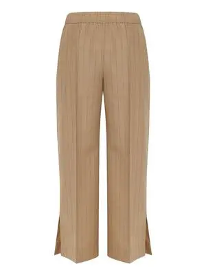 JIL SANDER Wool Wide Leg Trousers - Beige