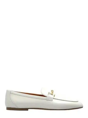 TOD’S Smooth Leather Loafers With Metal Ornament - Cream