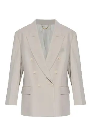 Victoria Beckham Wool-trimmed Blazer - Grey