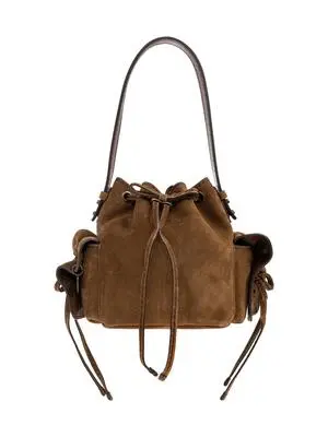 ACNE STUDIOS Suede Shoulder Bag With Drawstring Closure