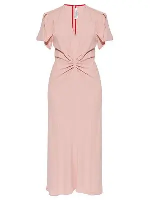 Victoria Beckham V-neck Midi Dress - Pink