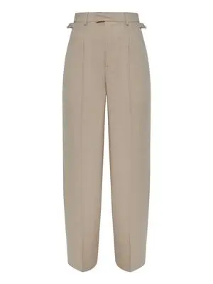 Ami Wool Trousers With Pleats - Beige