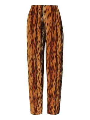 Balenciaga Animal Print Silk Trousers - Orange