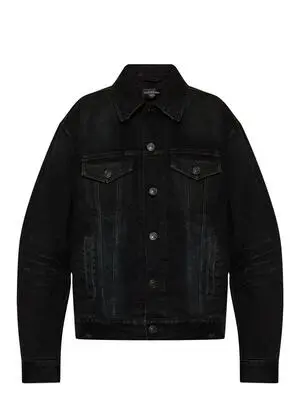Balenciaga Vintage Effect Denim Jacket - Black
