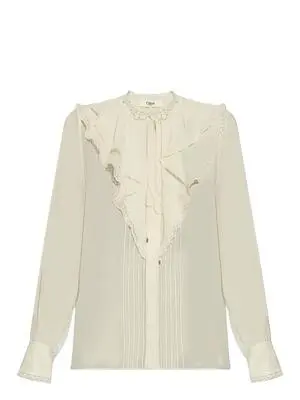 Chloé Silk Blouse With Lace Trim - Cream
