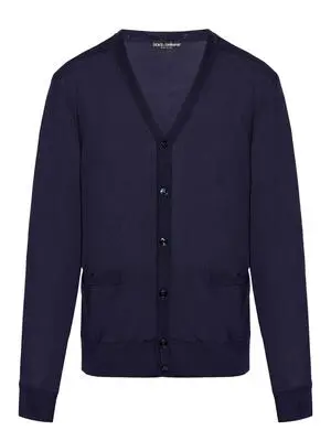 Dolce & Gabbana Silk Cardigan - Navy Blue