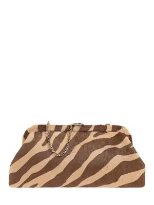 JIMMY CHOO SKYLAR Animal Print Clutch Brown