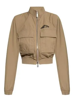 Dsquared2 Short Jacket With Stand-up Collar - Beige