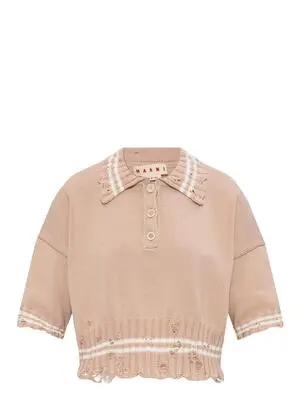 MARNI Collared Cotton Cropped Sweater