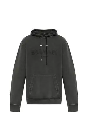 Balmain Hooded Cotton Sweatshirt - Black