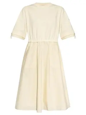 Moncler Cotton Midi Dress With Pockets - Cream