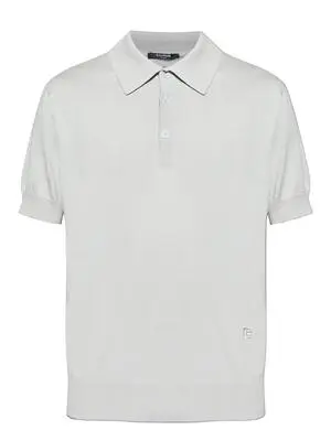 Balmain Polo With Embroidered Logo - Grey