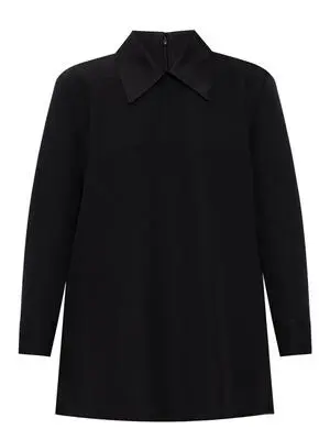 JIL SANDER Wool Top With Collar - Black