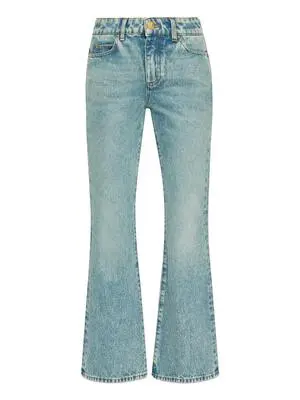 Balmain Flared Cotton Denim Jeans - Blue