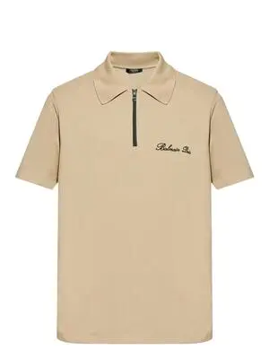 Balmain Polo With Embroidered Logo - Beige