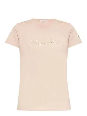 Moncler T-shirt With Shimmering Appliqués - Pink