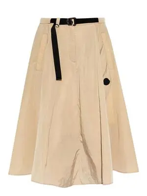 Moncler Pleated Skirt With Buckled Belt And Pockets - Beige