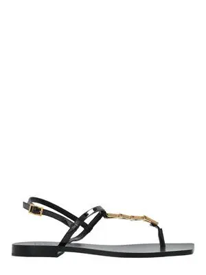 VERSACE Leather Sandals With Gold-Tone 'V' Detail