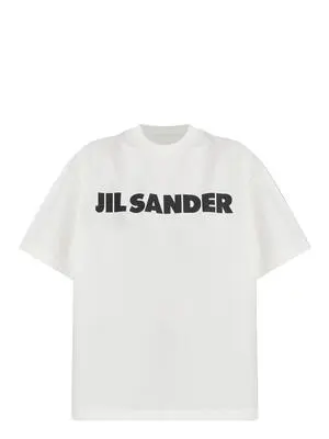 JIL SANDER T-Shirt With Printed Logo Cream