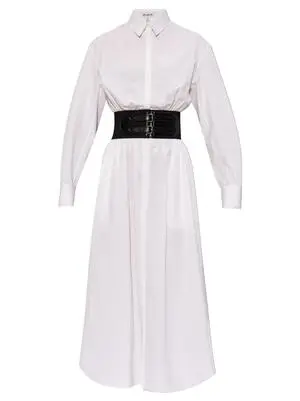 Alaïa Belted Cotton Midi Dress - White