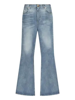 Balmain Flared Rigid Denim Jeans - Blue