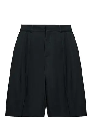 Balmain Wool Pleated Shorts - Black