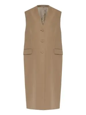 Officine Générale Virgin Wool Long Vest - Beige