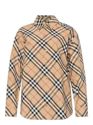 Burberry Checkered Cotton Shirt - Beige