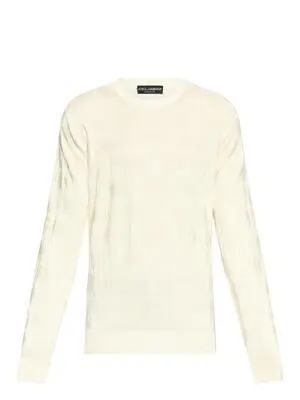 Dolce & Gabbana Monogram Silk Knit Sweater - Cream