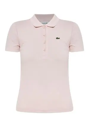 Lacoste Ribbed Polo Shirt With Logo Patch - Pink