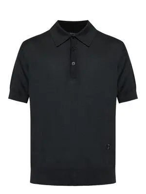 Balmain Polo With Embroidered Logo - Black