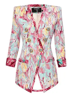 Balmain Double-breasted Blazer With Abstract Pattern - Pink