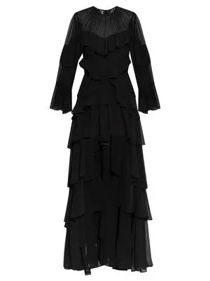 ALLSAINTS Asymmetrical Ruffled Dress - Black