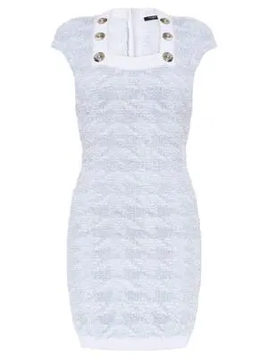 Balmain Tweed Dress With Lurex Thread - Light Blue