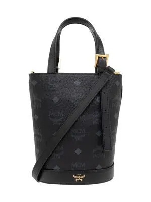 Mcm Embossed Monogram Shoulder Bag - Black