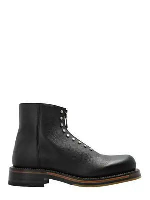Alexander McQueen Leather Ankle Boots With Studs - Black