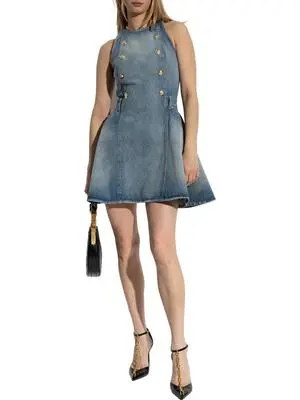 Balmain Sleeveless Denim Dress - Blue