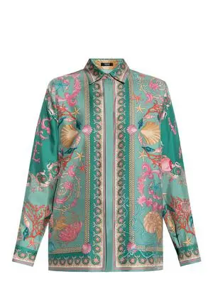 Versace Underwater Barocco Silk Shirt - Green