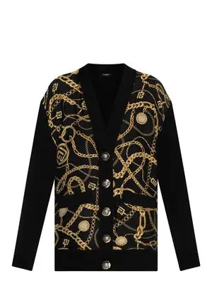Balmain Cardigan In Combined Materials - Black