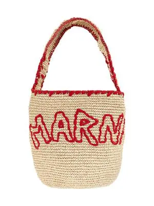 MARNI Woven Shopper Bag With Embroidered Logo