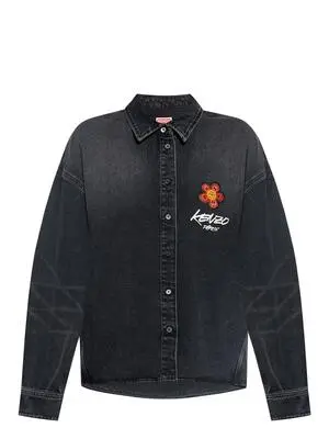 Kenzo Denim Shirt With Embroidered Details - Grey