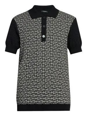 Balmain Monogram Polo Shirt - Black