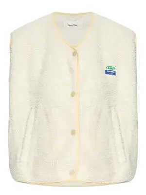 American Vintage Faux Fur Vest With Logo Patch - Cream