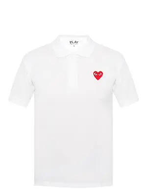Play Comme Des Garcon Logo-patched Polo Shirt - White
