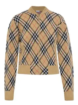Burberry Checkered Cardigan - Beige