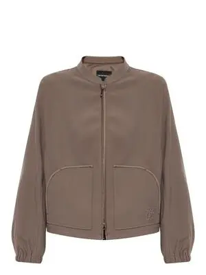 Emporio Armani Embroidered Logo Jacket - Brown