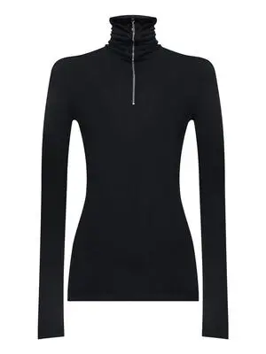 JIL SANDER Stand-up Collar Top - Black