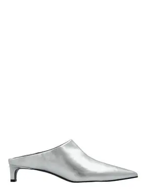 JIL SANDER Leather Heeled Mules - Silver