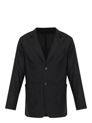 Emporio Armani Wool Blazer With Notch Lapels - Black
