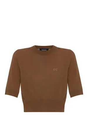 Dsquared2 Wool Top With Embossed Logo - Brown